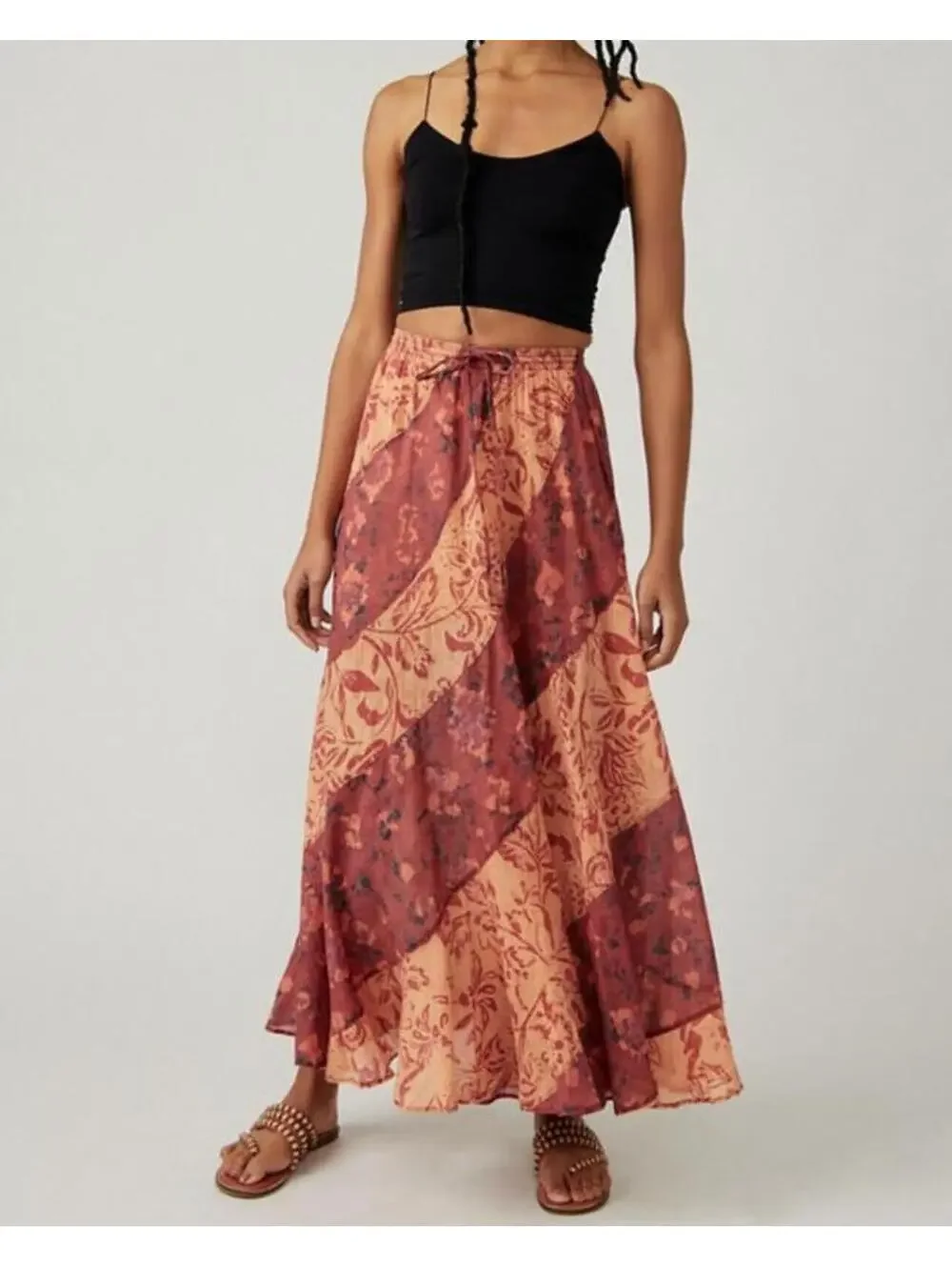 Free People | Skirts | Free People Jackie Floral Maxi Skirt Red Sz S ...